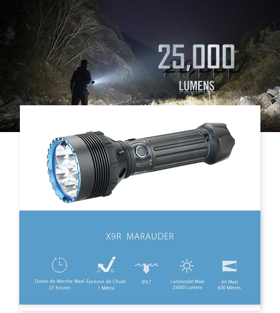 X9R Marauder Grosse Lampe Torche 25000 Lumens - Olight France